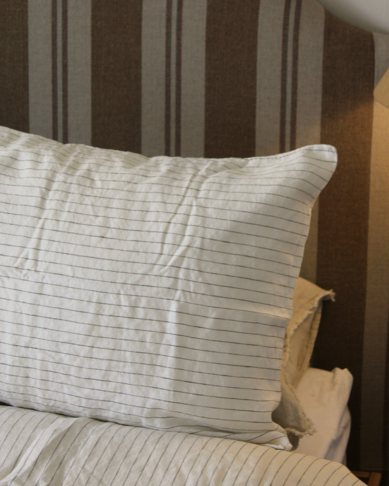 LE LIN OLIVE PINSTRIPE STANDARD PILLOW CASES – The Workroom
